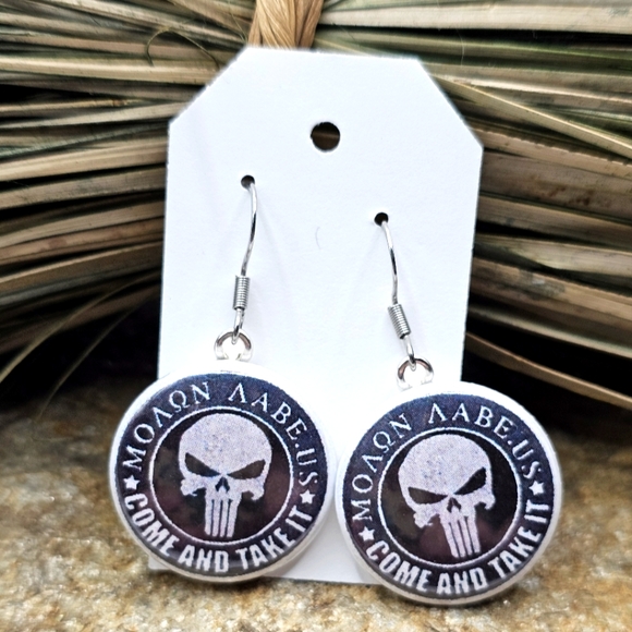 Handmade | Jewelry | Molon Labe Earrings Come Take Them Punisher 2nd ...